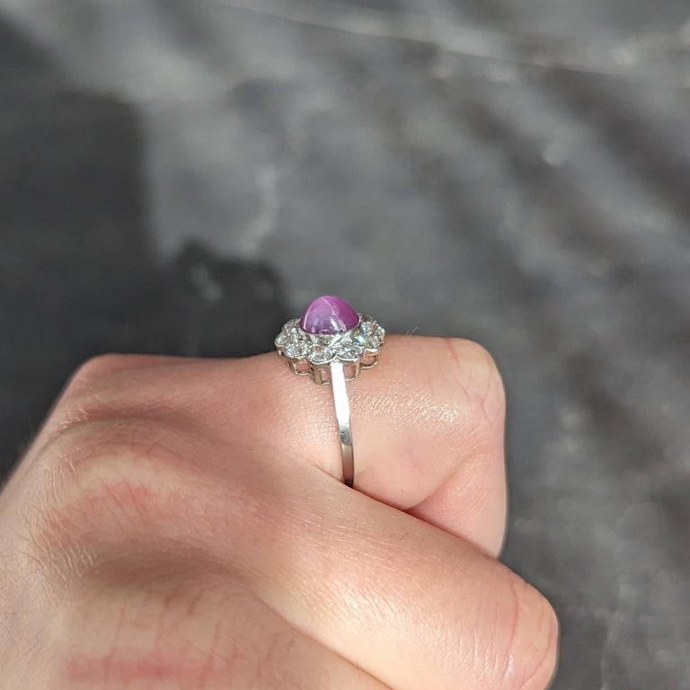 Art Deco Ruby 3.85 Carats Star Ruby Bullet Cabochon Diamond Platinum ...