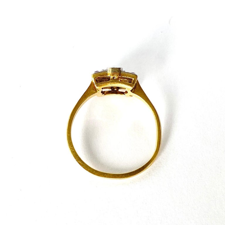 Art Deco Ruby and Diamond 18 Carat Gold and Platinum Panel Ring at 1stDibs