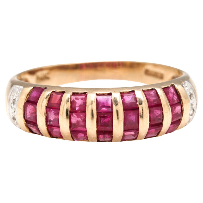 Art Deco Rubin Diamant Brautband Ring Antiker Rubin Gelbgold Brautring ...