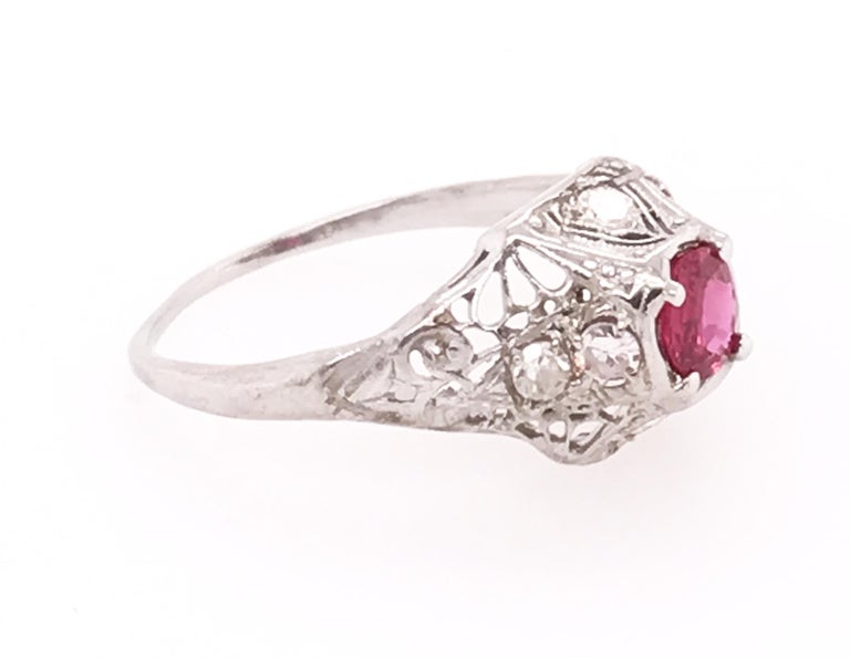 Art Deco Ruby Diamond Ring .70ct Single Cuts Original 1920s-1930s ...