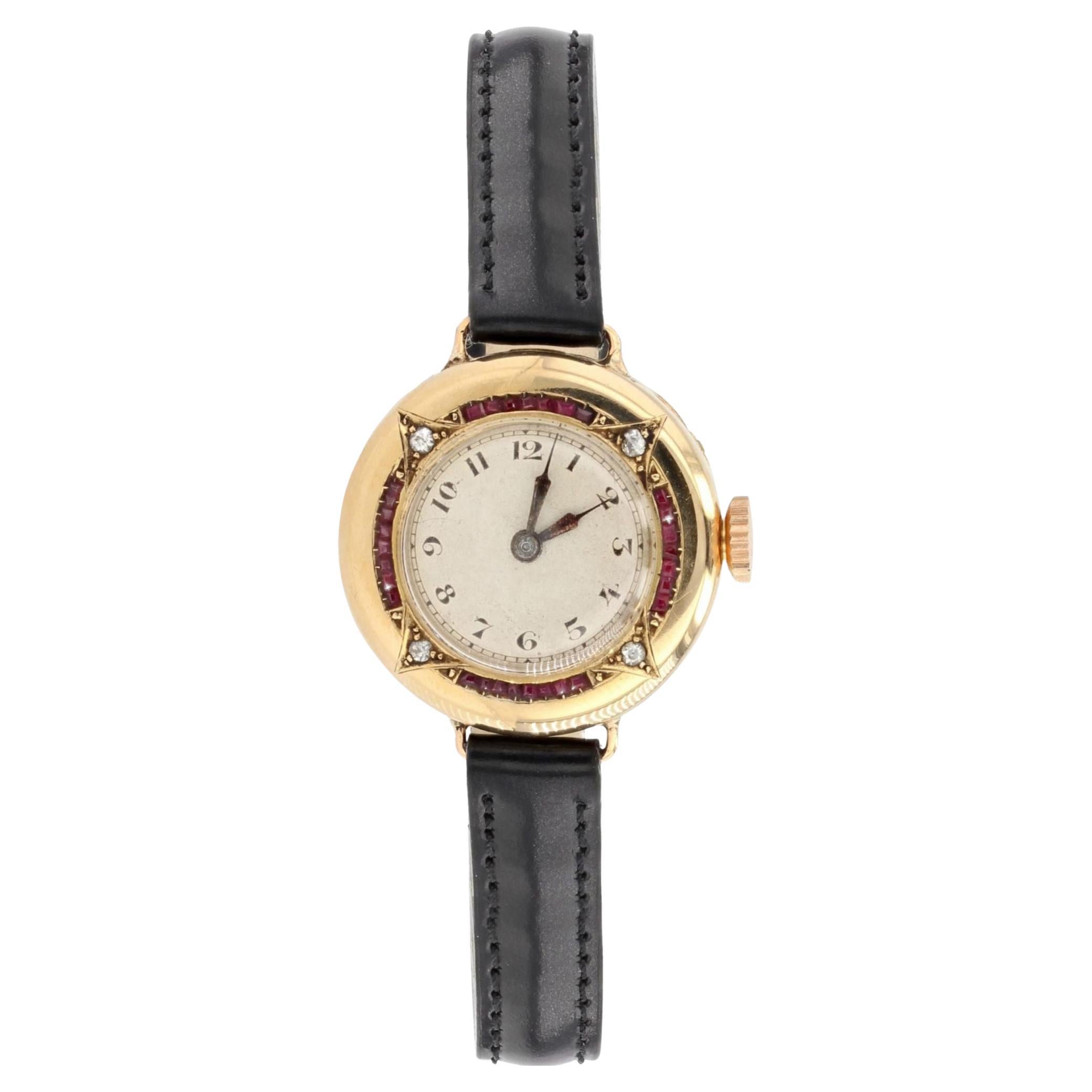 JUVENIA Art Deco Ruby Diamond Gold Platinum Ladies Watch at 1stDibs ...