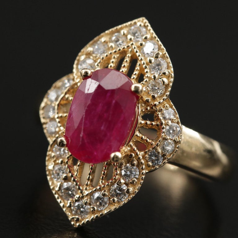 Customizable Art Deco Ruby Engagement Ring, 18K Gold Ruby Wedding Ring ...