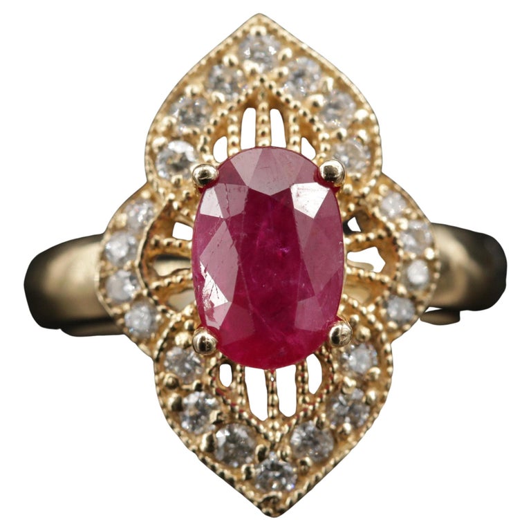 Customizable Art Deco Ruby Engagement Ring, 18K Gold Ruby Wedding Ring ...