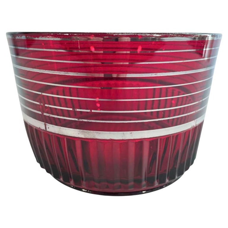 Art Deco Ruby Red "Glades" Pattern Ice Bucket by Paden City Glass w ...
