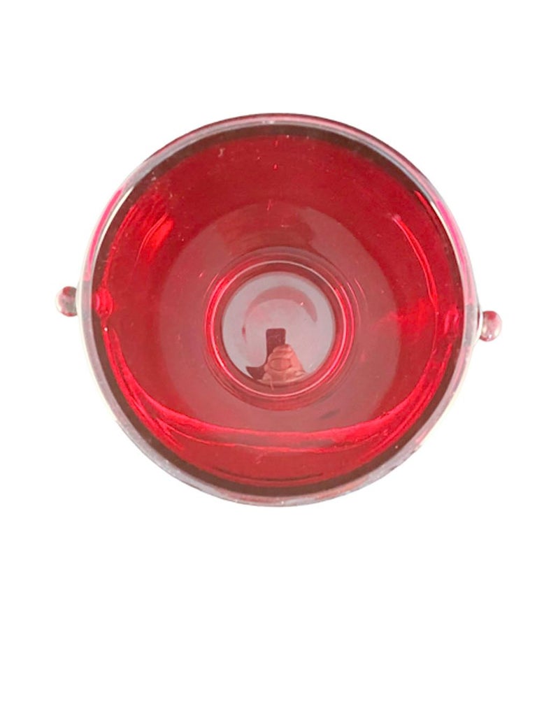 Art Deco Ruby Red Glass Ice Bucket with Chromed Metal Bail Handle by ...