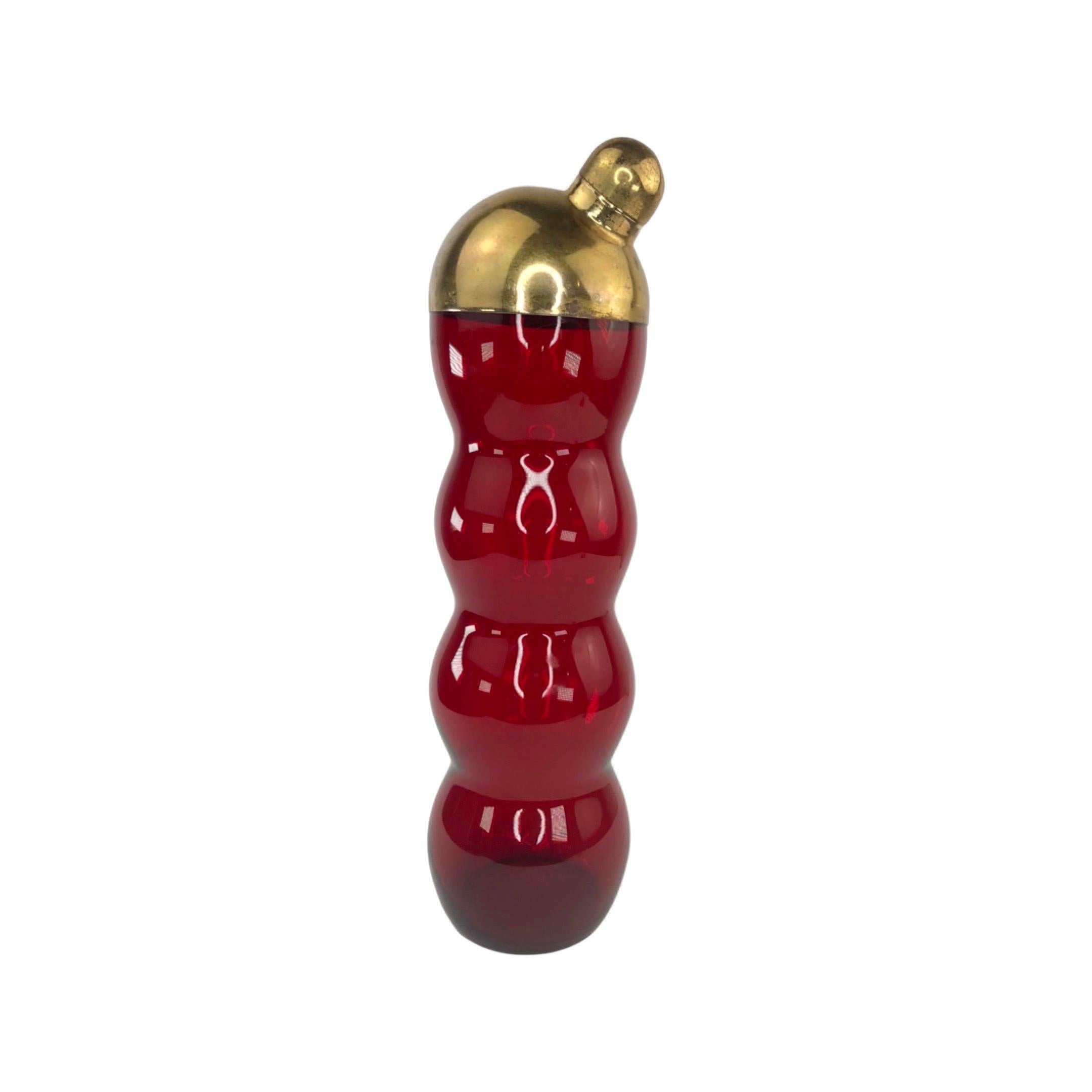 Art Deco Ruby Red Undulating Form Cocktail Shaker at 1stDibs
