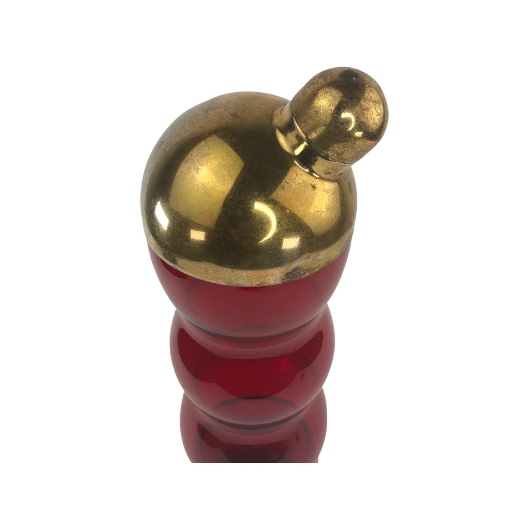 Art Deco Ruby Red Undulating Form Cocktail Shaker at 1stDibs