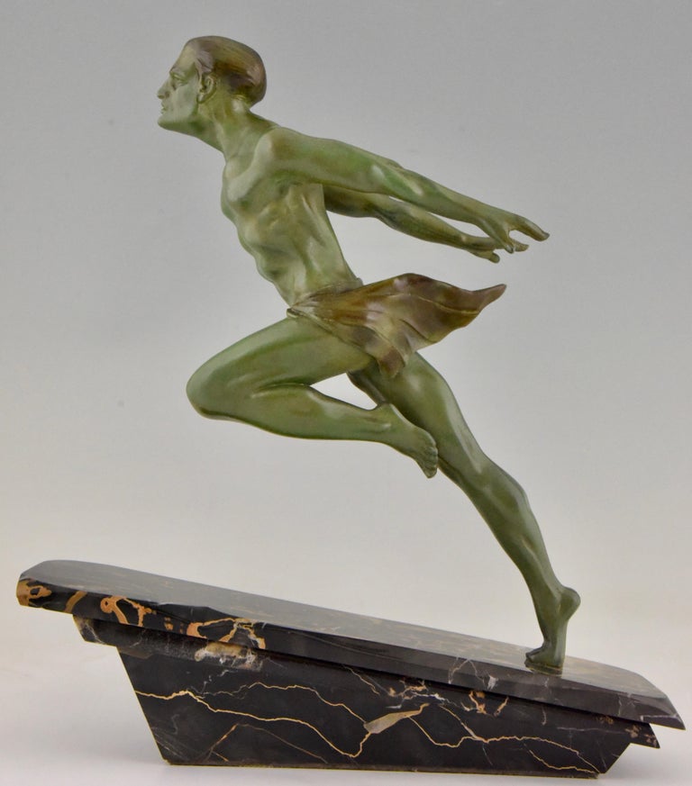 Art Deco Running Man Statue by L. Valderi French For Sale at 1stDibs ...
