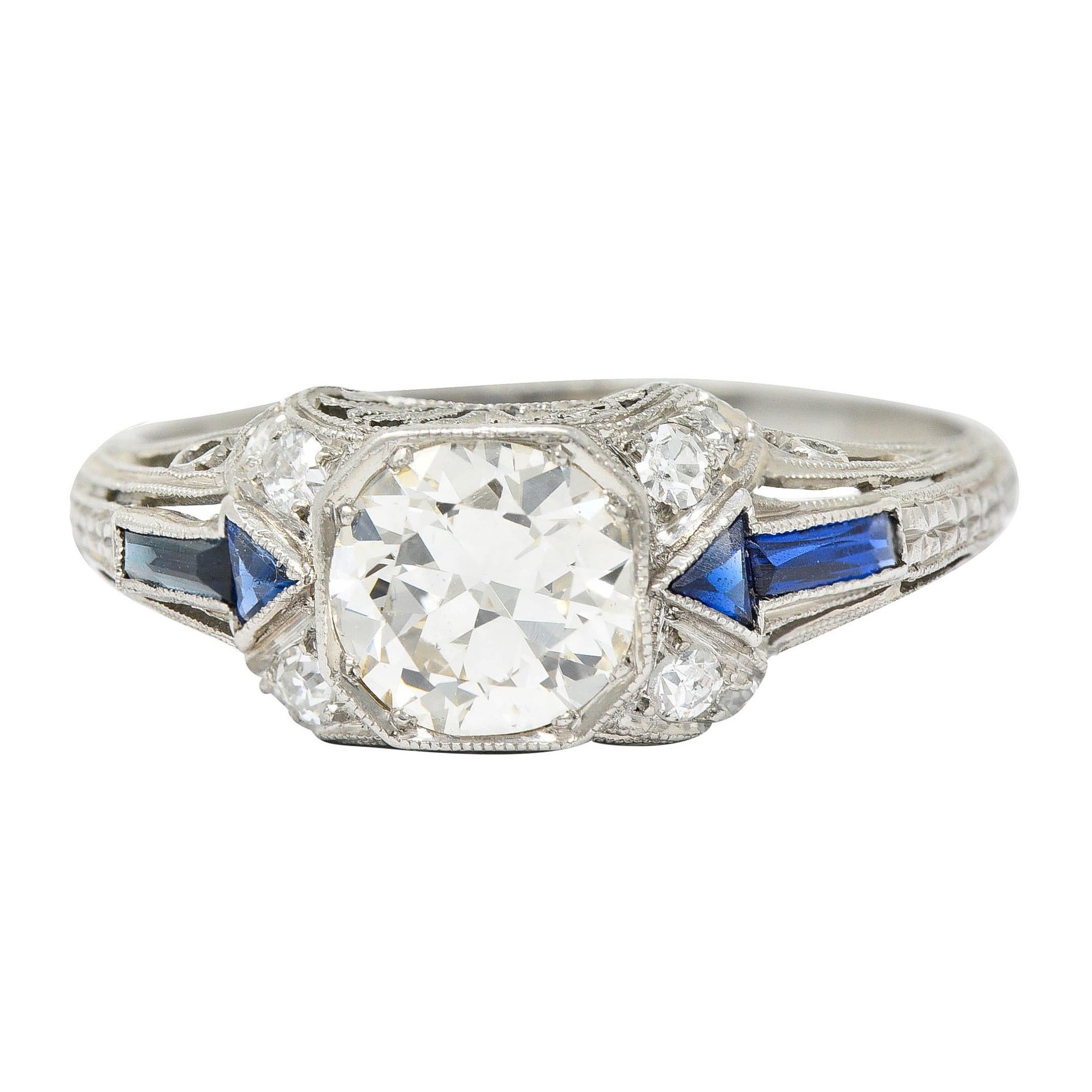 Art Deco 1.10 Carat Diamond Onyx Platinum Engagement Ring For Sale at ...