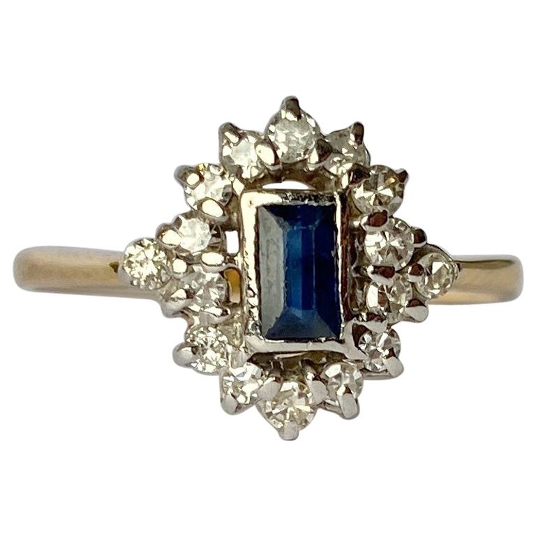 Art Deco Sapphire and Diamond 18 Carat Gold Panel Ring at 1stDibs