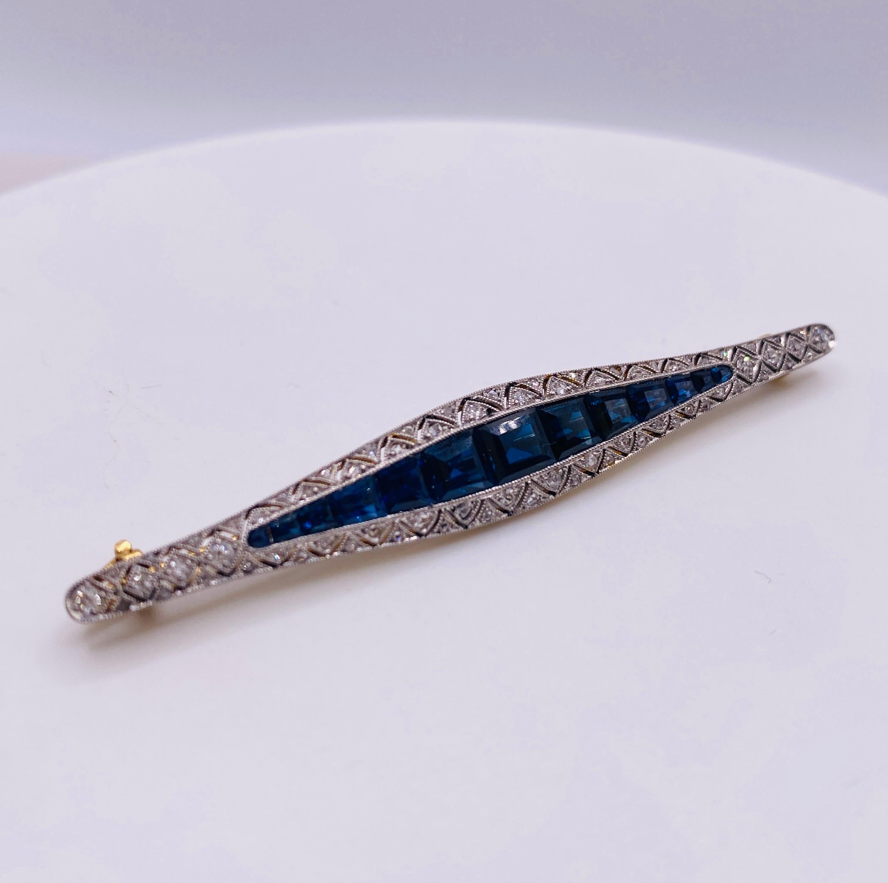 Art Deco Sapphire and Diamond Brooch Pin For Sale at 1stDibs | .65 on a ...