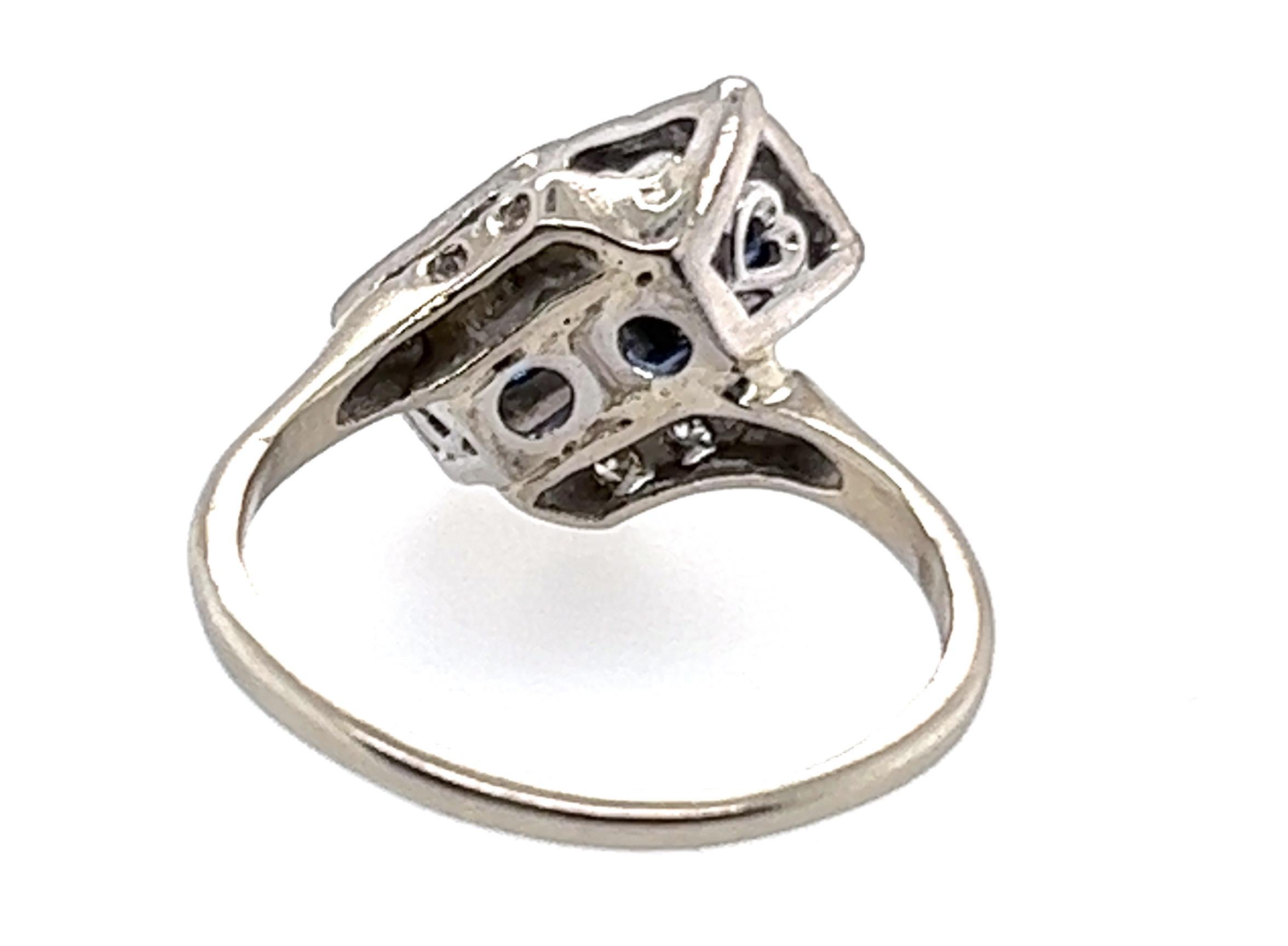 Art Deco Sapphire Diamond Bypass Ring 1.55ct 14k Antique Original ...