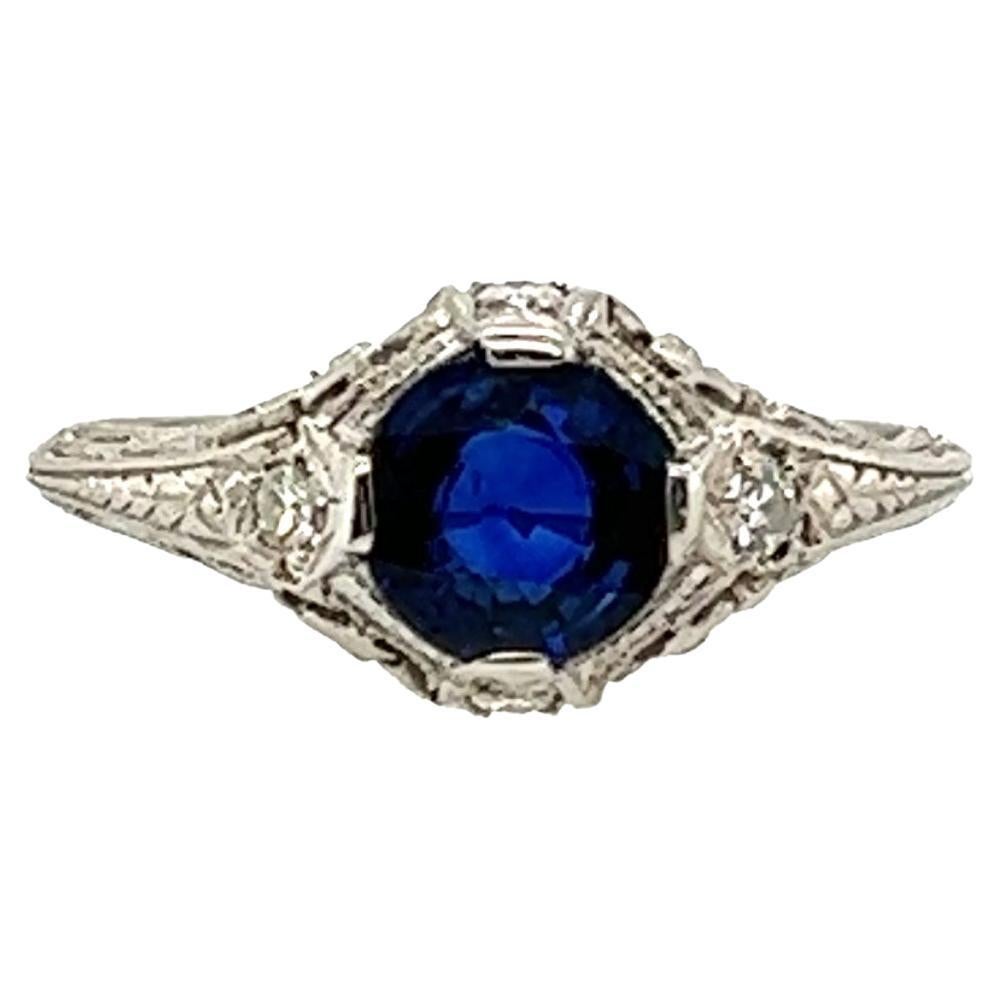 Art Deco Sapphire Ring .82ct Single Cut Diamonds Original, 1930s ...