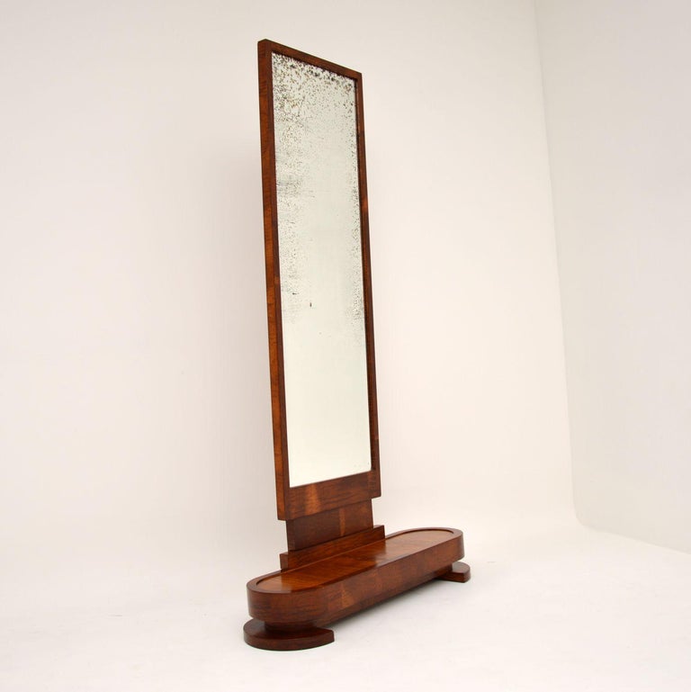 Art Deco Satin Birch Floor Mirror For Sale at 1stDibs