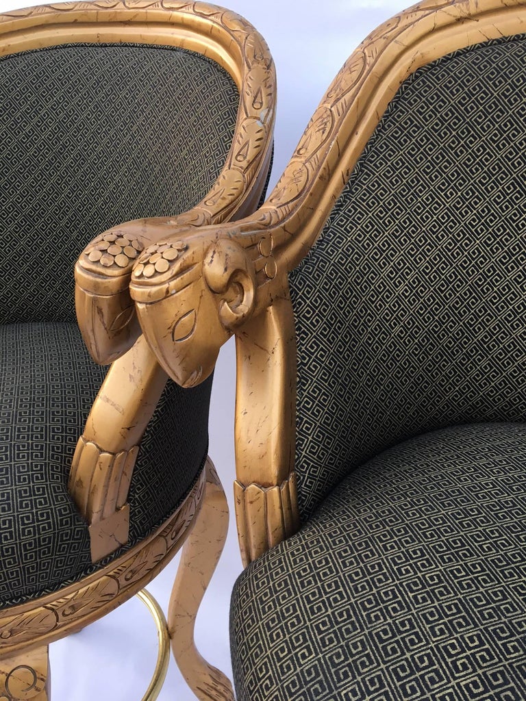 Art Deco Savoy Greek Key Rams Head Swivel Bar Stools at 1stDibs