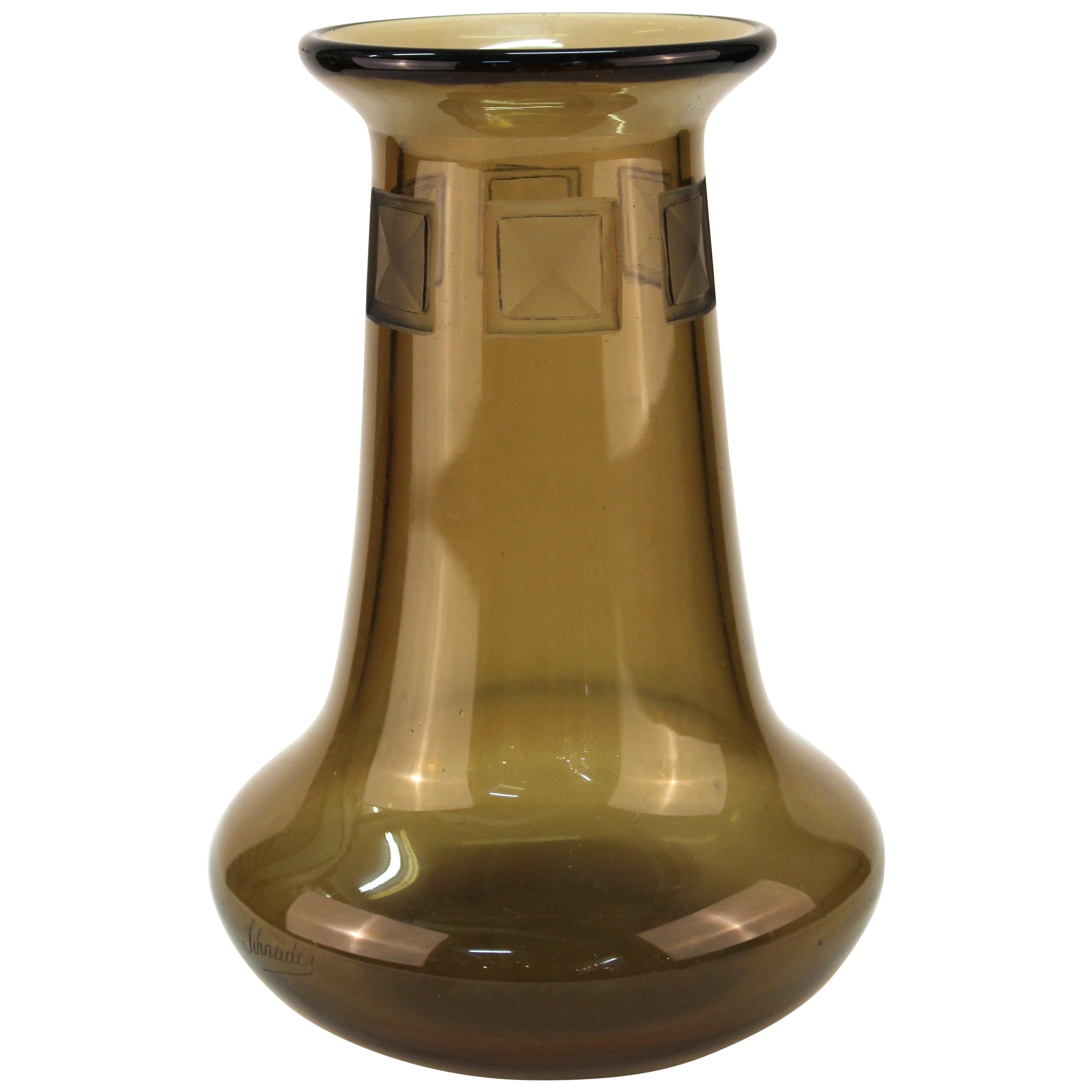 Art Deco Schneider Smoke-Grey Glass Vase at 1stDibs