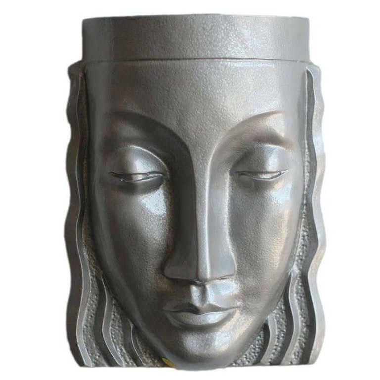 Art Deco Sculptural Female Face Wall Sconce, Rare For Sale at 1stDibs