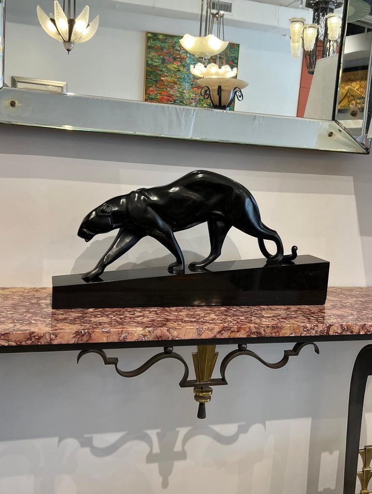 Art Deco Sculpture "La Panthère" by Maurice Prost For Sale at 1stDibs