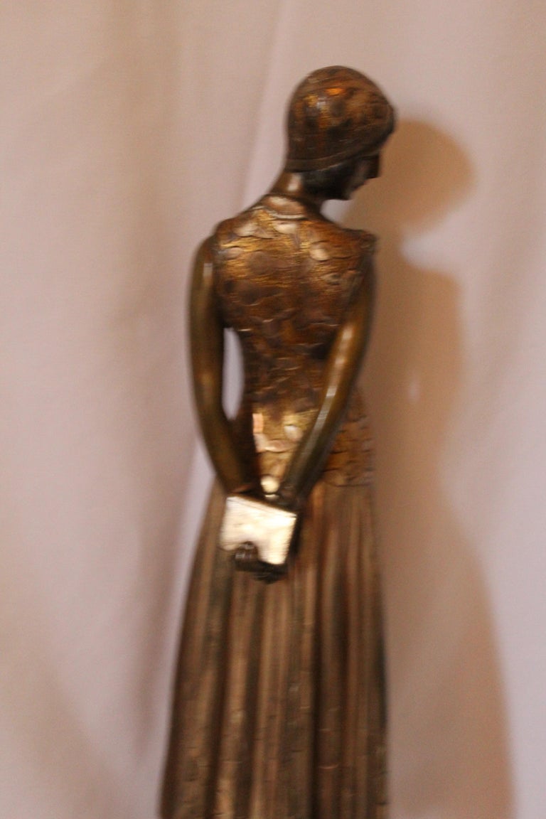 Art Deco Sculpture, Lady 'The Book Lady' Bronze and Marble after ...