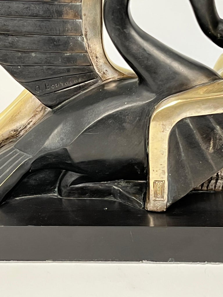 Art Deco Sculpture Leda and the Swan by Marcel Bouraine For Sale at 1stDibs