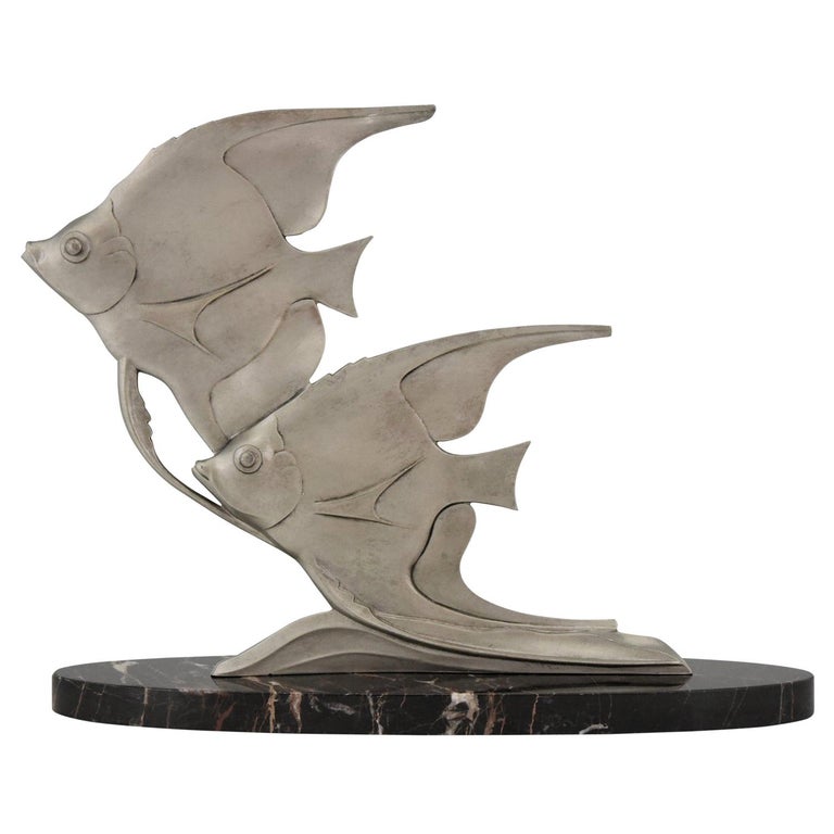 Art Deco Sculpture of Two Angelfish M. Font, France, 1930 at 1stDibs