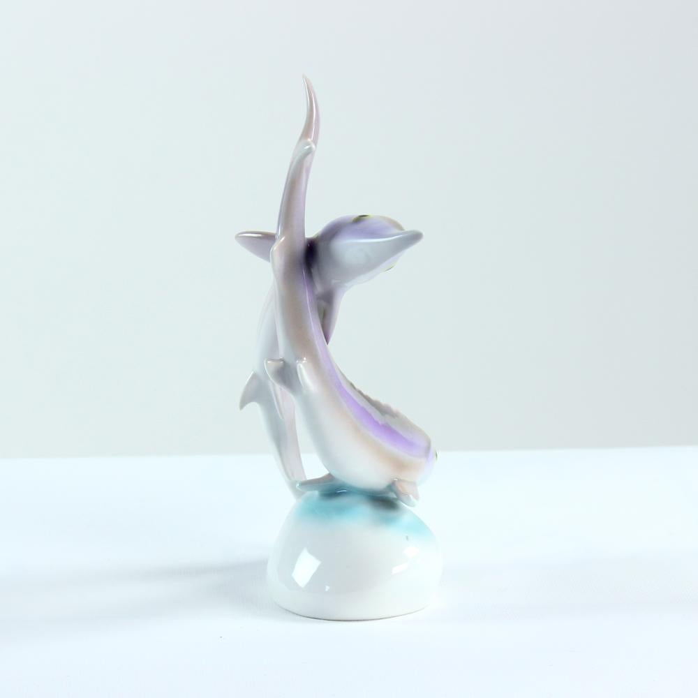 Art Deco Sculpture of Two Fish, Hungary Hollohaza For Sale at 1stDibs