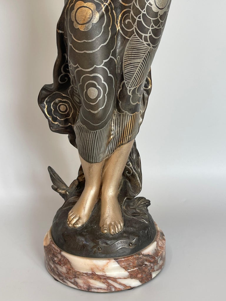 Art Deco Sculpture the Wounded Bird by H Moreau For Sale at 1stDibs