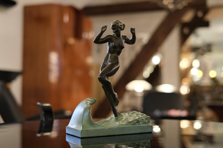 Art Deco Sculpture Vague from Raymonde Guerbe by Atelier Max Le Verrier ...