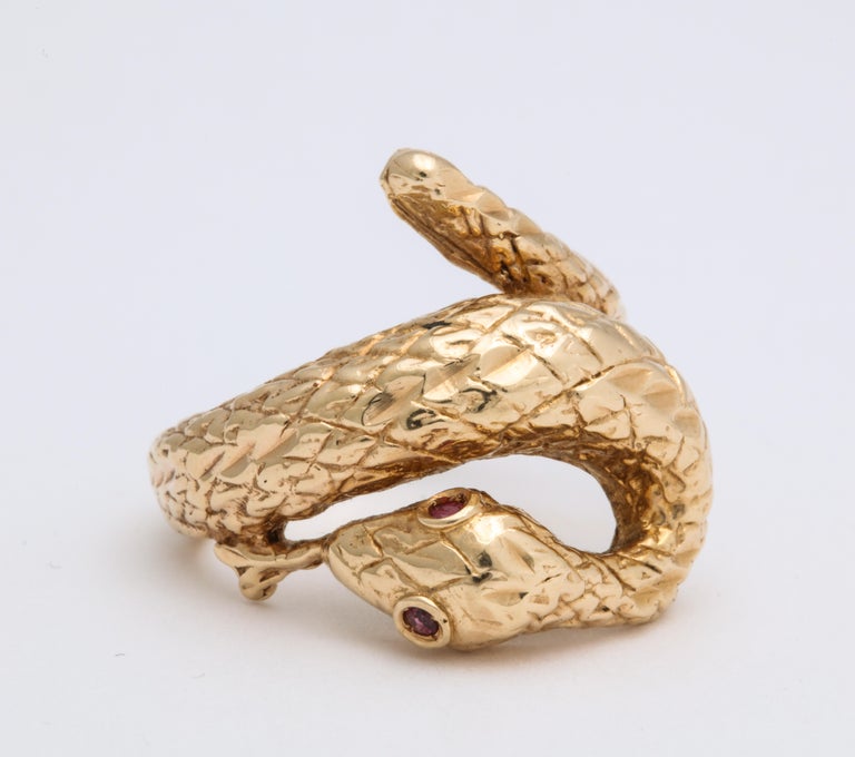 Art Deco Serpent Ring with Ruby Eyes For Sale at 1stDibs | snake ring ...