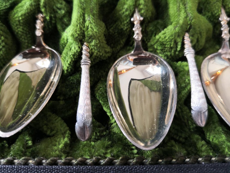 Art Deco Set of 12 Silver Mocha Spoons German For Sale at 1stDibs