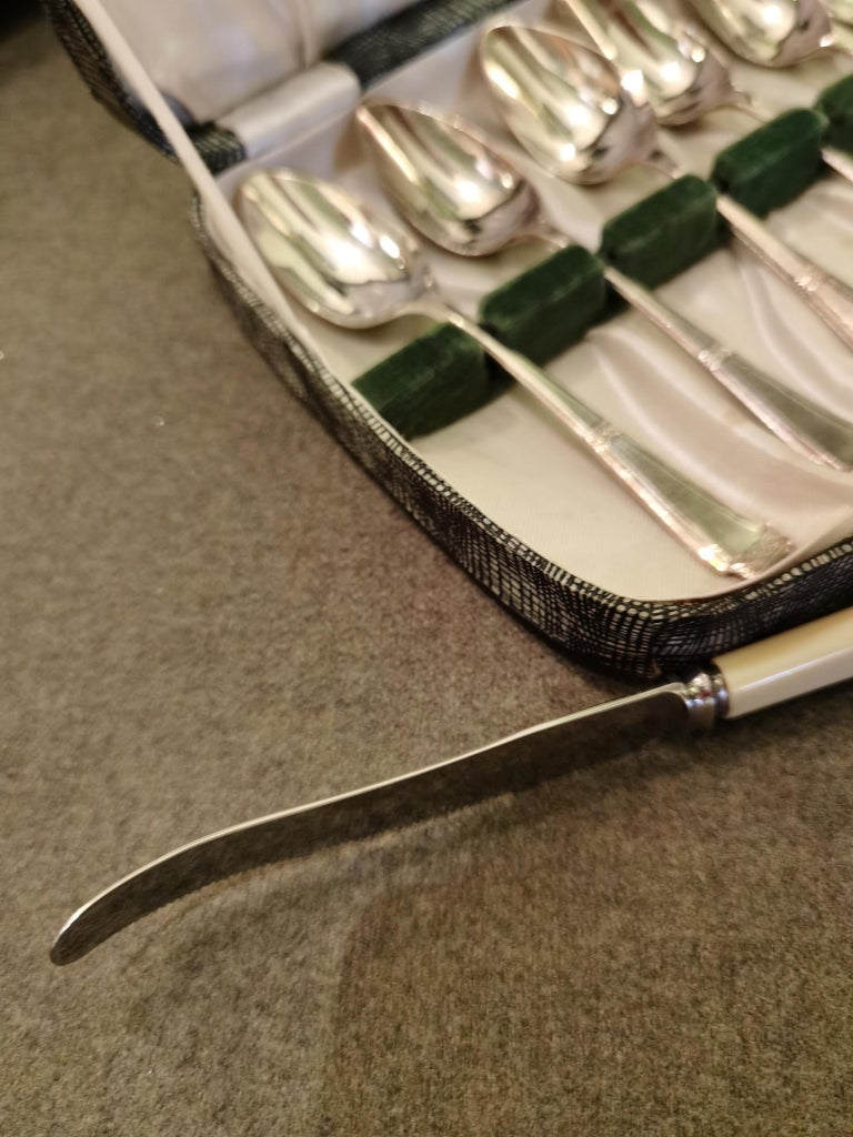 Art Deco Set of Six Grapefruit Spoons with Knife Silver Plated, England ...