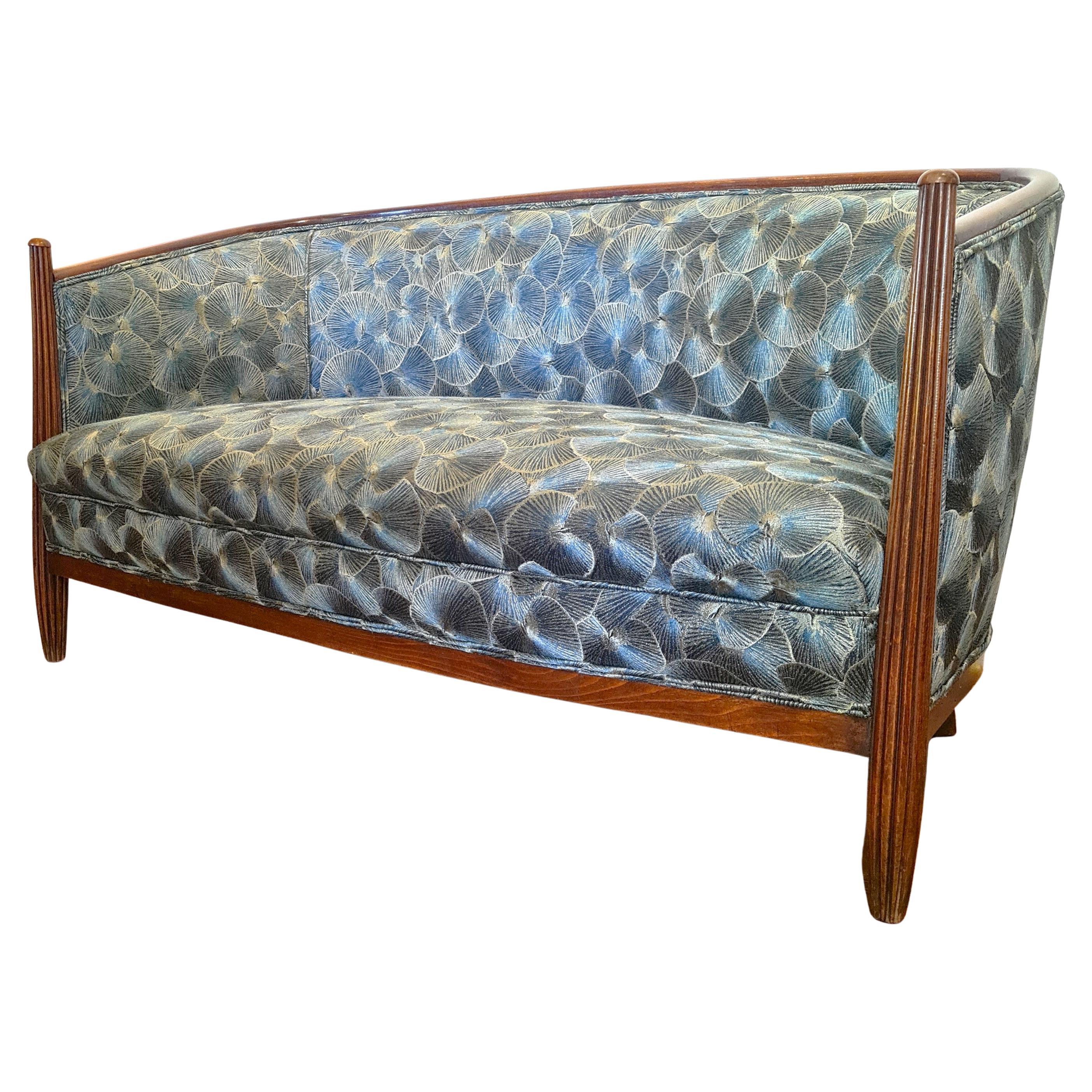 Elephant Print Art Deco Settee at 1stDibs