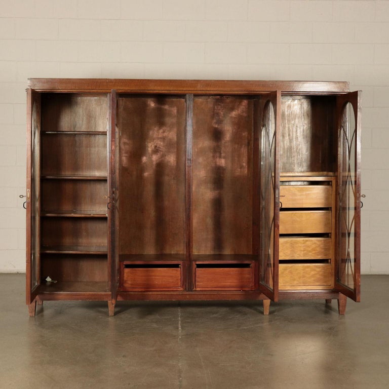 Art Deco Showcase Walnut and Glass, Italy, 20th Century at 1stDibs