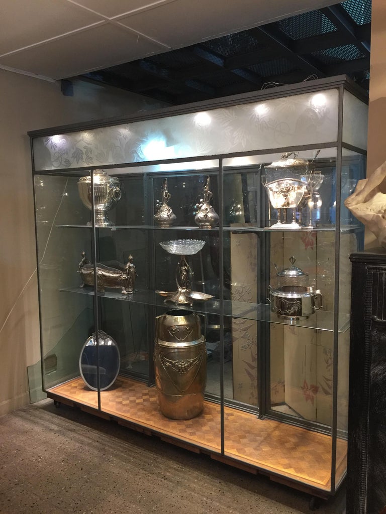 Art Deco Showcase with Drawings of Monkeys and Leaves, 1920, French For ...