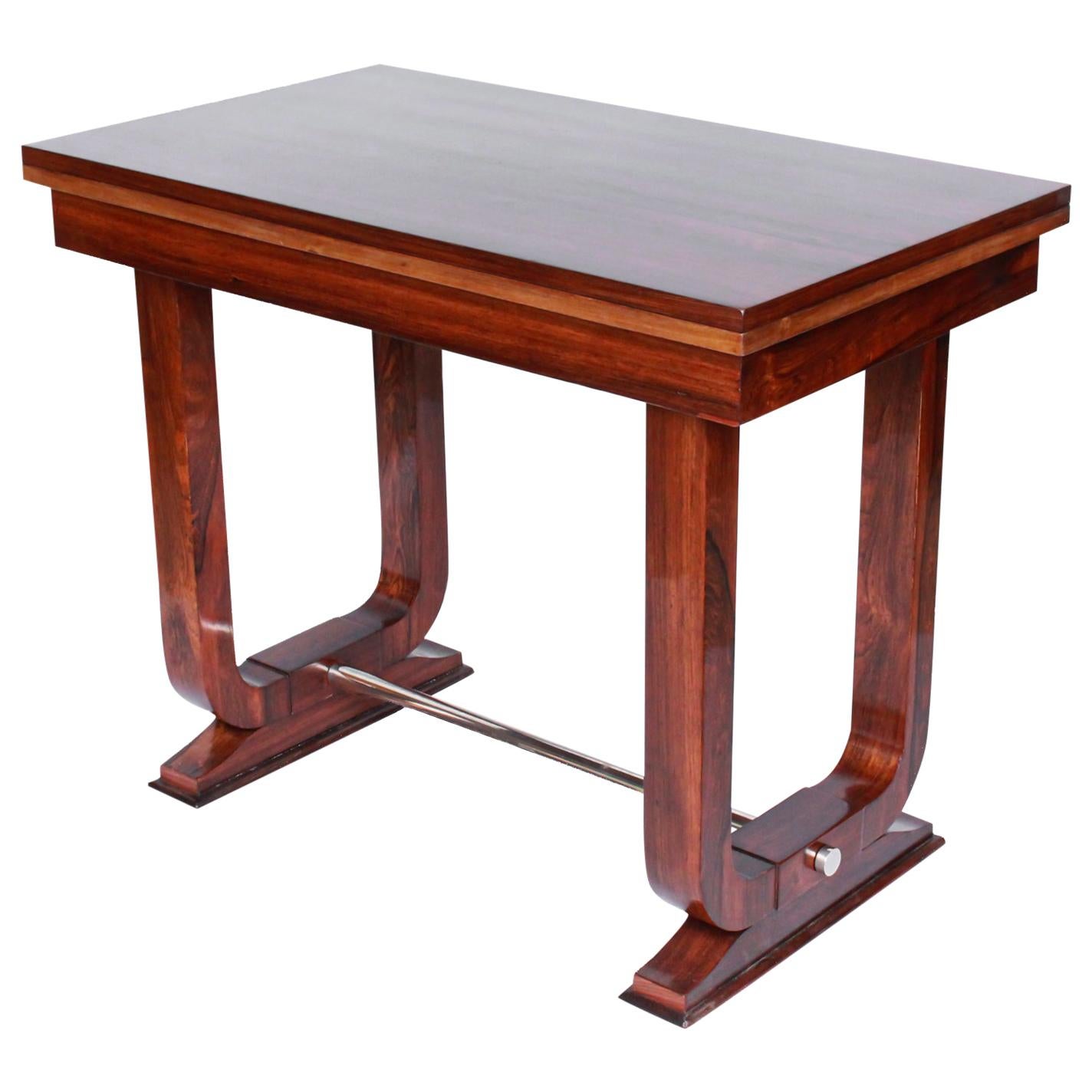 Art Deco Side Table Fold Out Top Chrome Stretcher French circa 1930 ...