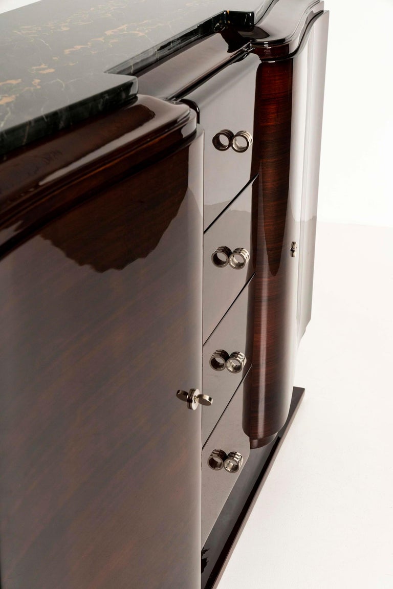 Art Deco Sideboard with Marble Top in the Style of Jules Leleu, 1930s ...