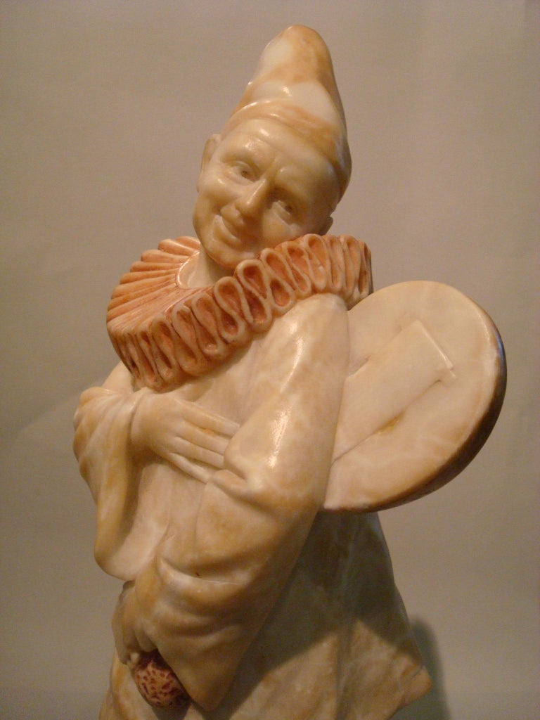 Art Deco Signed Alabaster Pierrot Clown Sculpture, 1920s For Sale at ...