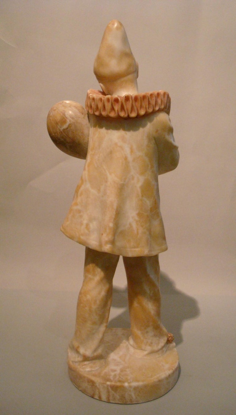 Art Deco Signed Alabaster Pierrot Clown Sculpture, 1920s For Sale at ...