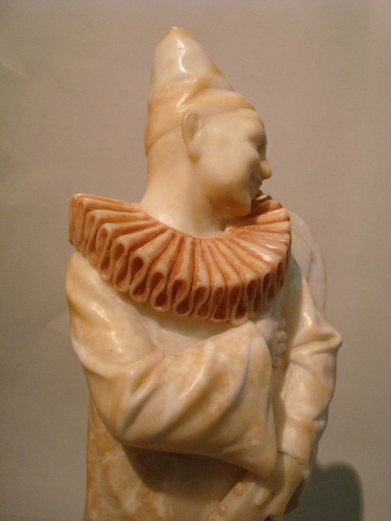 Art Deco Signed Alabaster Pierrot Clown Sculpture, 1920s For Sale at ...