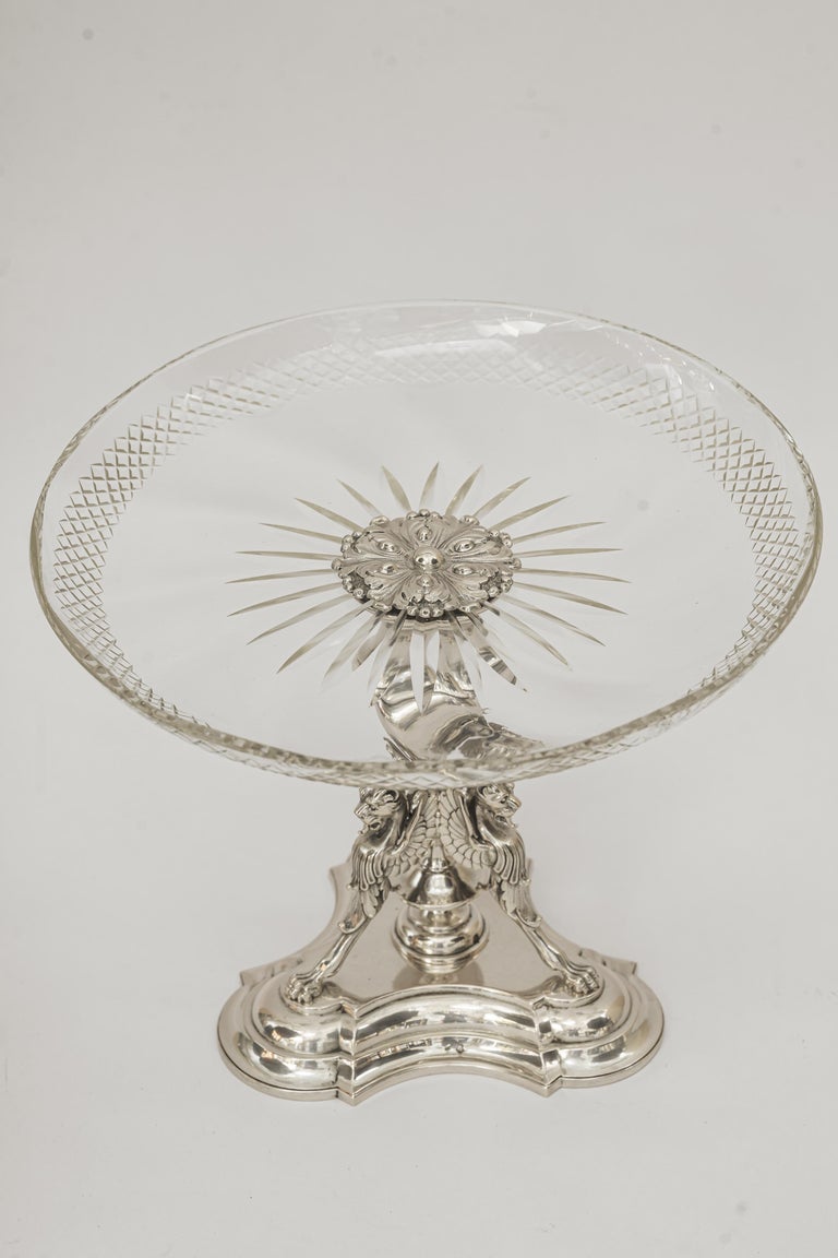 Art Deco Silver Centerpiece with Cut Glass 'Silver Hallmark' For Sale ...