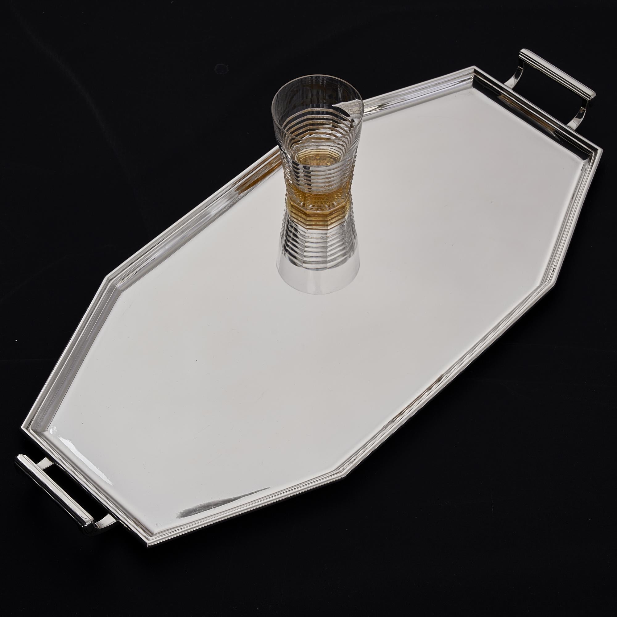 Art Deco silver cocktail drinks tray For Sale at 1stDibs
