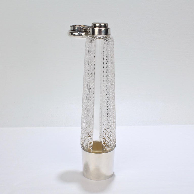 Art Deco Silver and Cut Glass Liquor or Whisky Flask For Sale at ...
