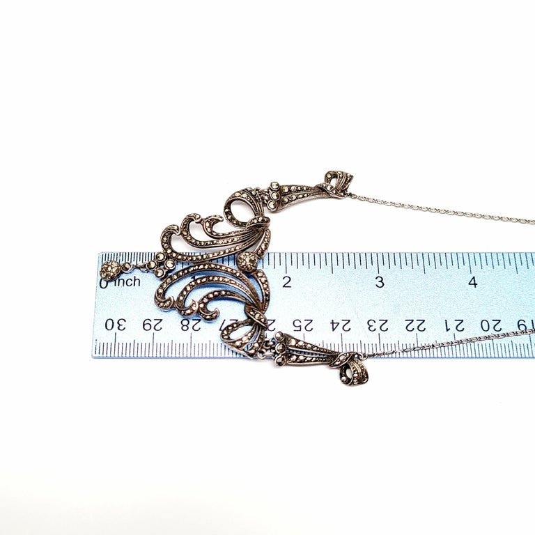 Art Deco Silver Marcasite S Chain Necklace at 1stDibs