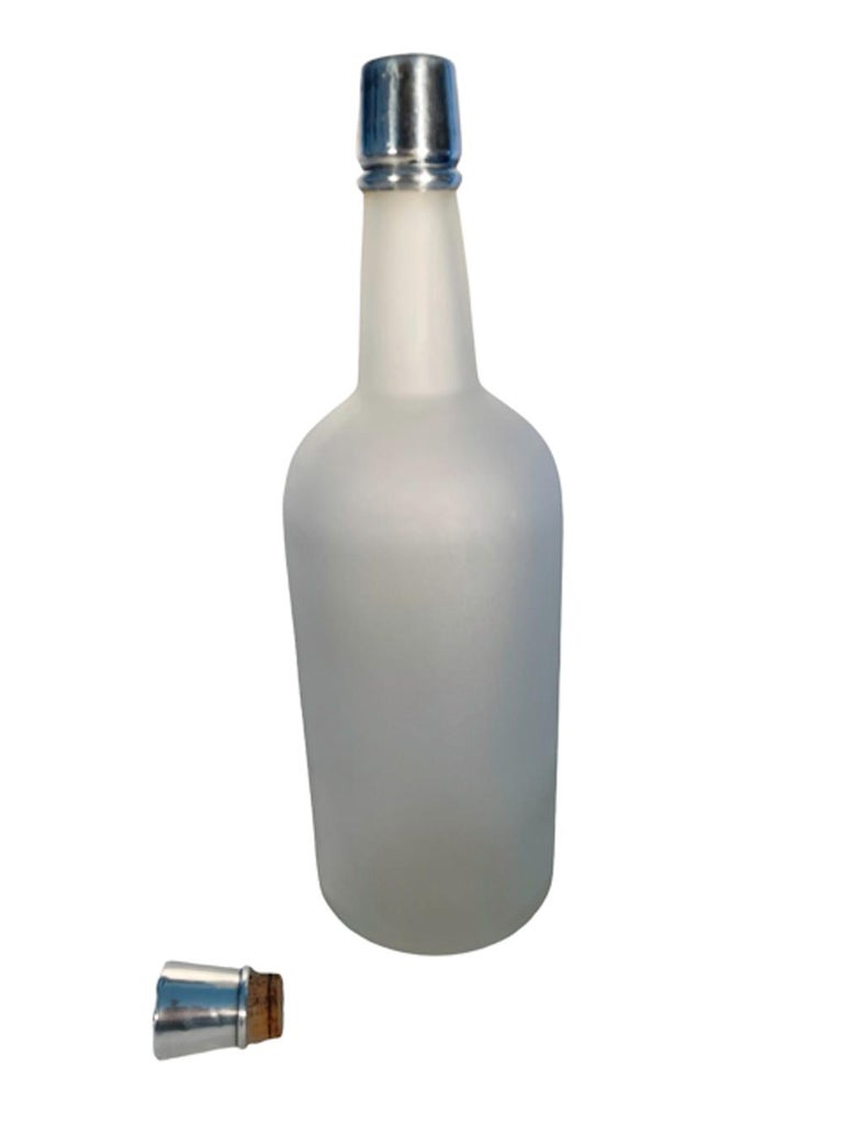 Art Deco Silver Overlay Frosted Back Bar Bottle, "Scotch" w/ Silver ...