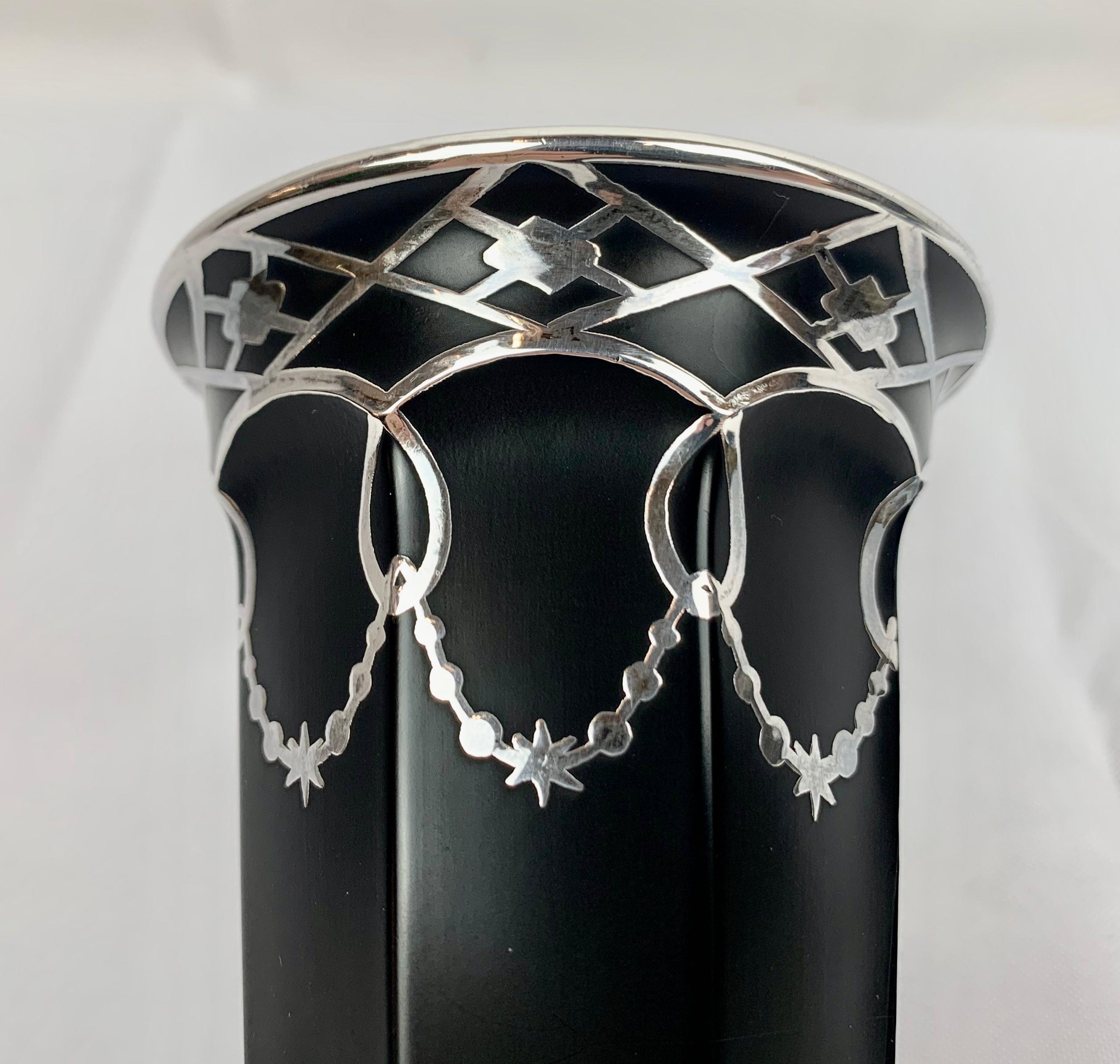 Art Deco Vase by The Rockwell Silver Company-Silver Overlay on Mat ...