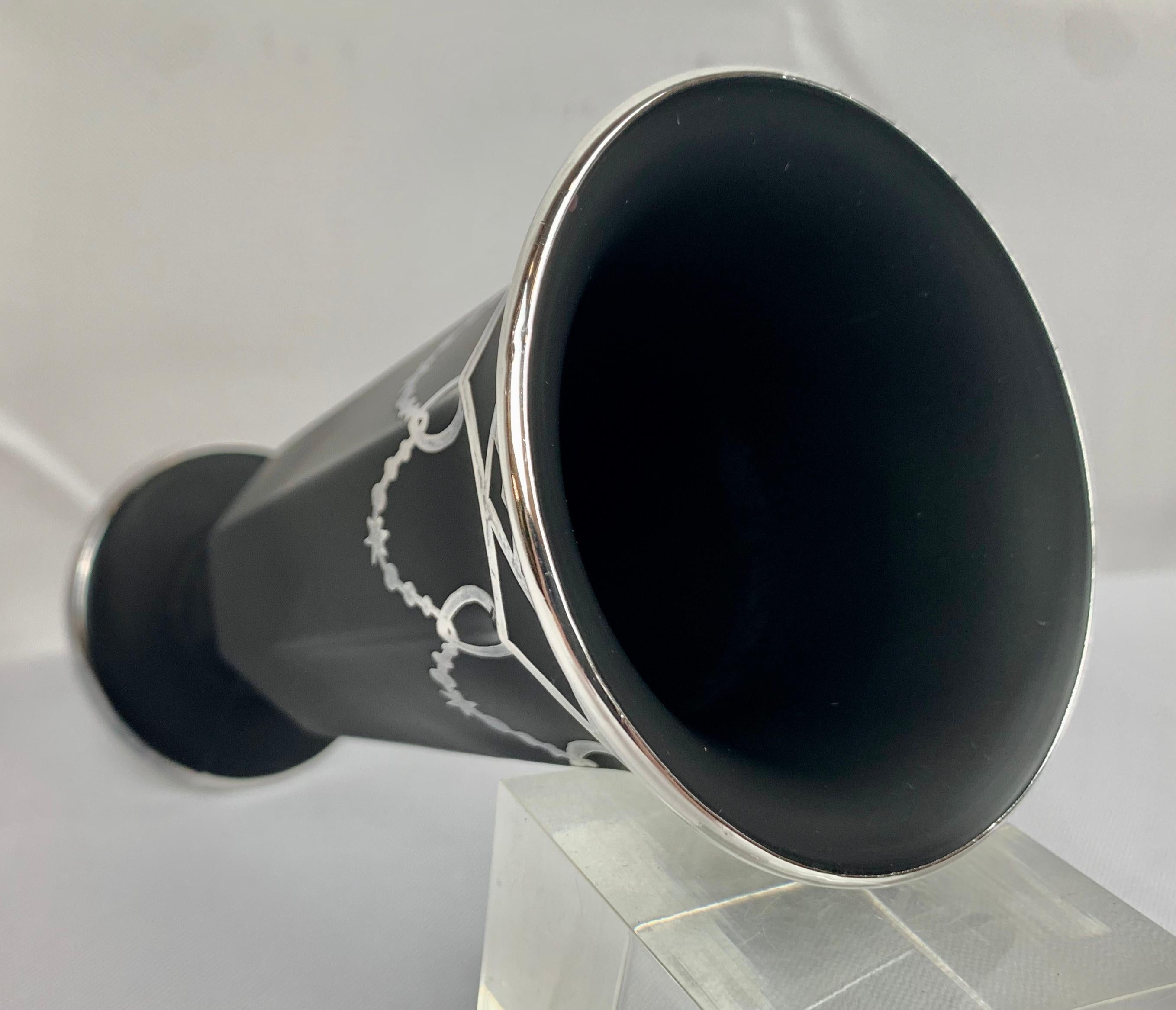 Art Deco Vase by The Rockwell Silver Company-Silver Overlay on Mat ...