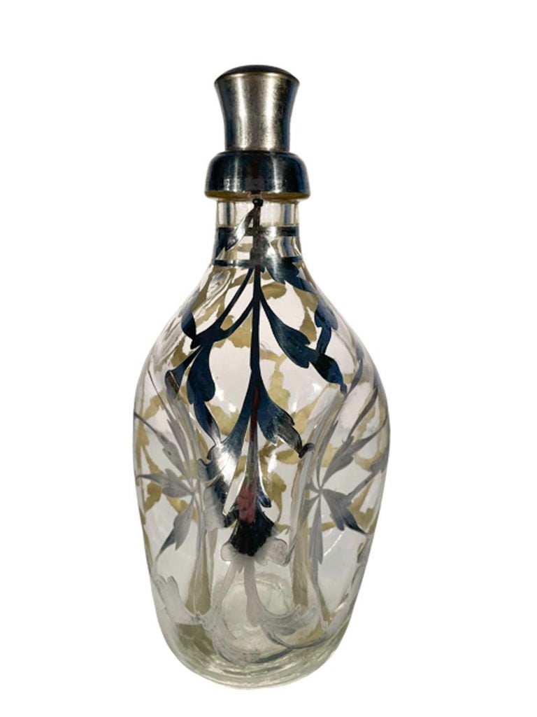 Art Deco Silver Overlay Pinch Type Decanter with Scrolling Leaf ...