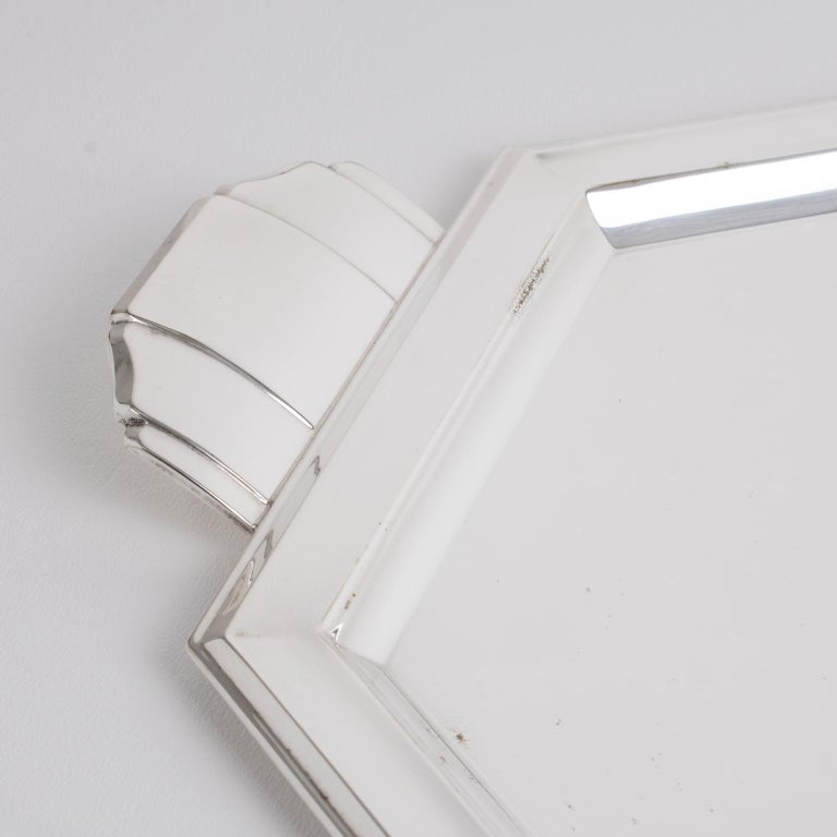 Art Deco Silver Plate Barware Serving Set Tray and Crystal Dishes by ...