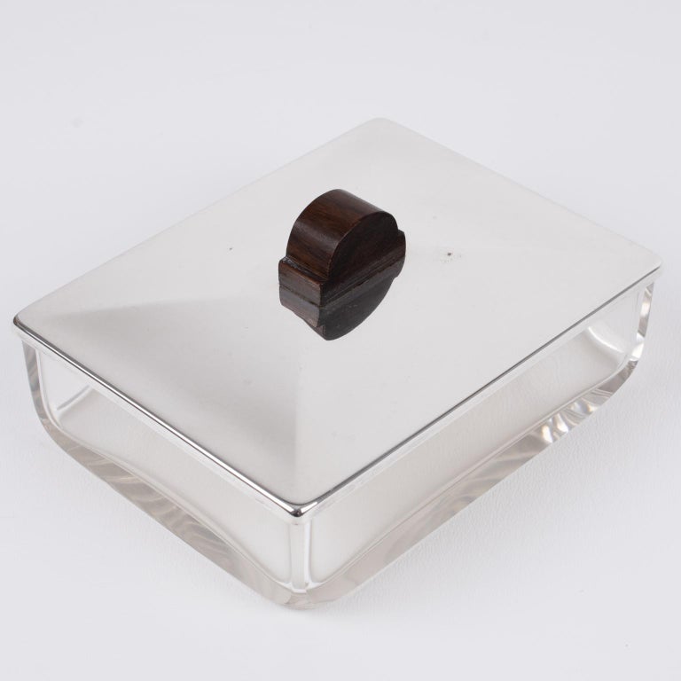 Art Deco Silver Plate Barware Serving Set Tray and Crystal Dishes by ...