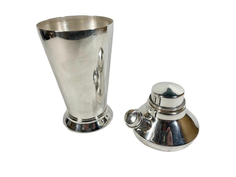 Art Deco Silver Plate Cocktail Shaker with Center Pour and Side Spout ...